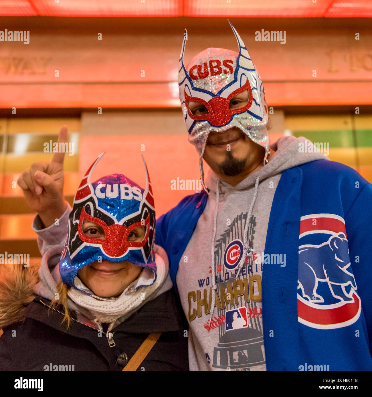 Chicago, USA. 15 December 2016. The World Series Championship Trophy is ...