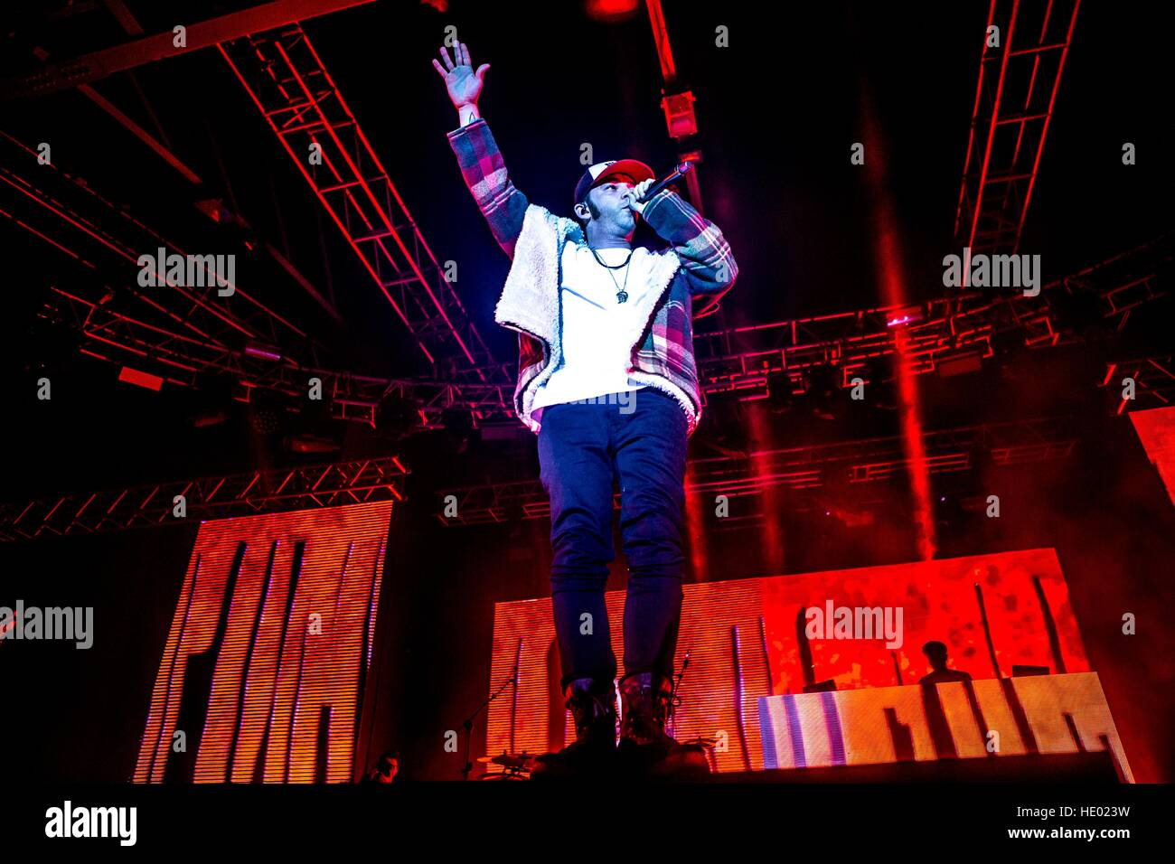 Milan, Italy. 15th Dec, 2016. Italian rapper Salmo performs live at ...