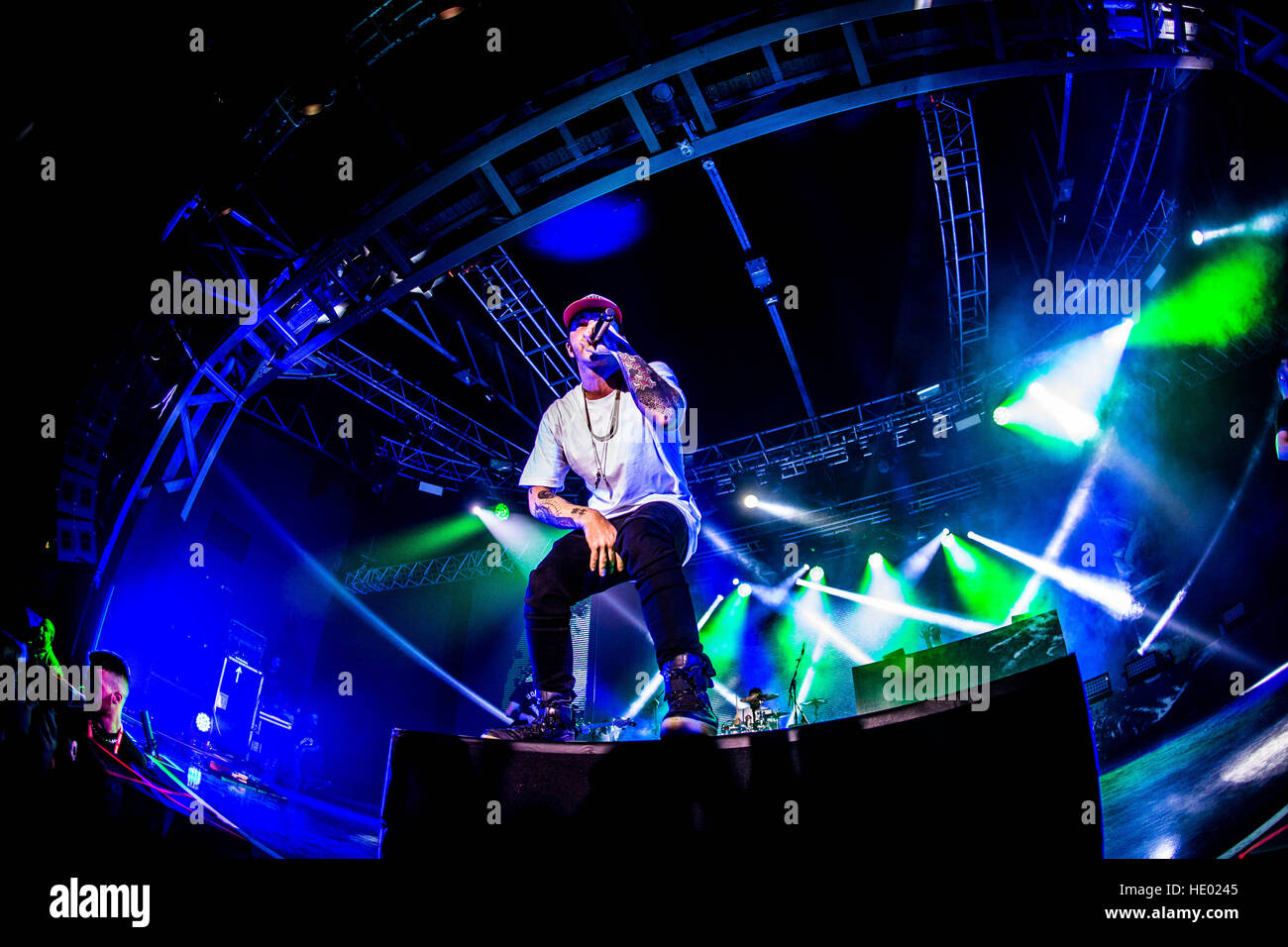 Milan, Italy. 15th Dec, 2016. Italian rapper Salmo performs live at ...