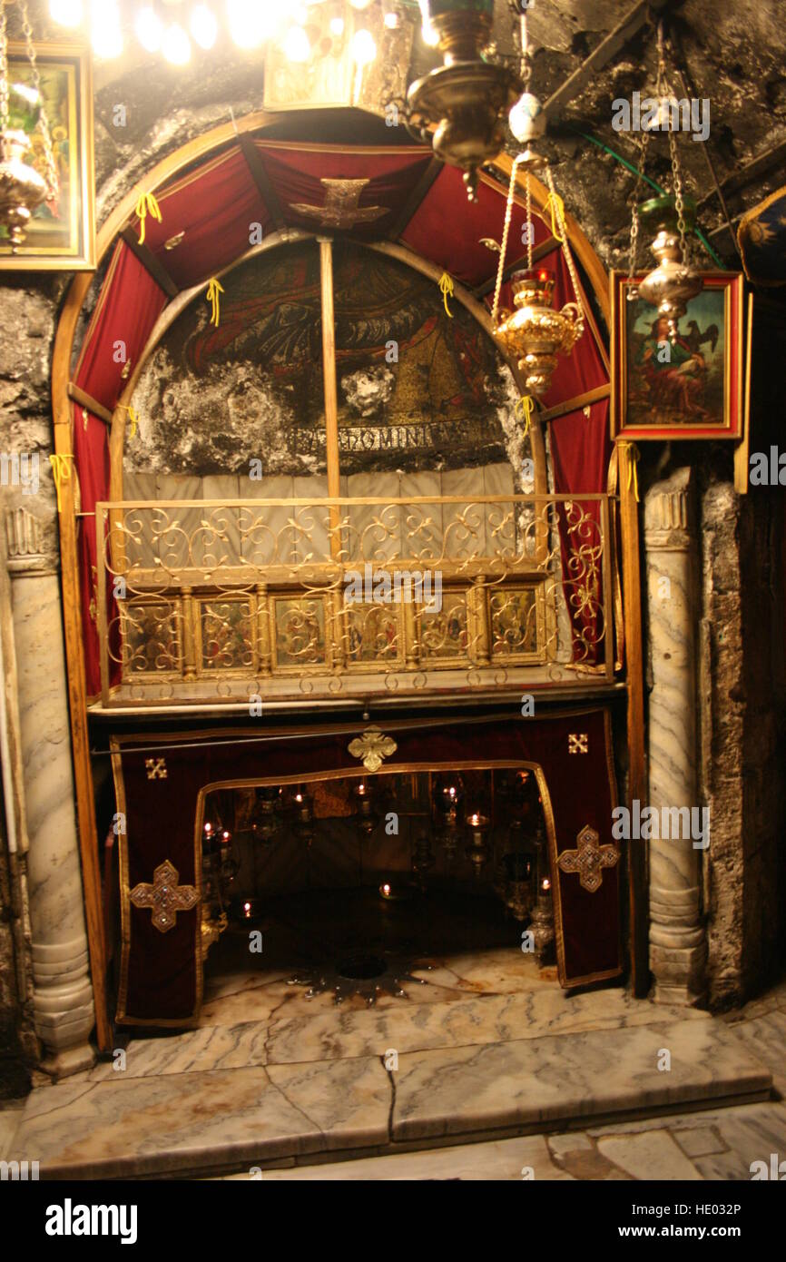 The grotto in the the Church of the Nativity in Bethlehem, State of ...