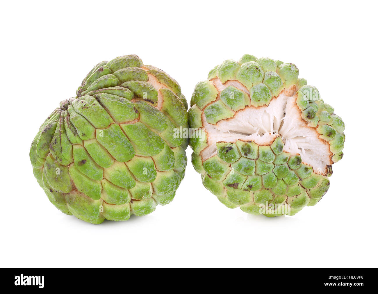 fresh green custard apple isolated on white Stock Photo - Alamy