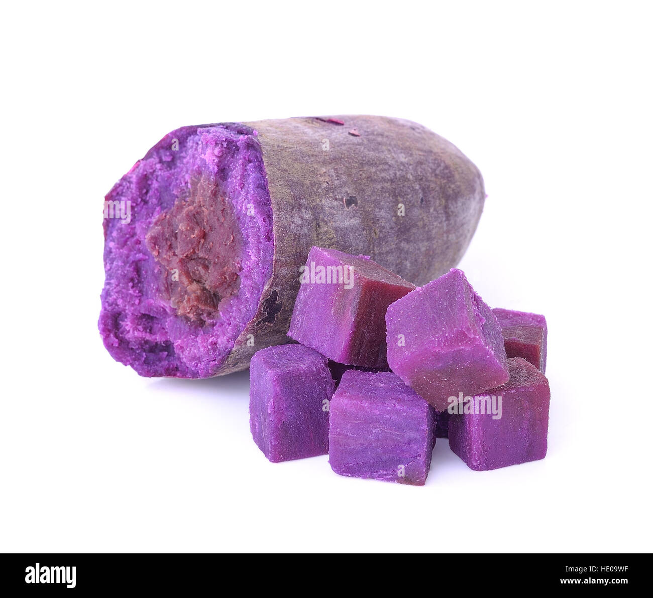 purple sweet potatoes isolated on white Stock Photo - Alamy