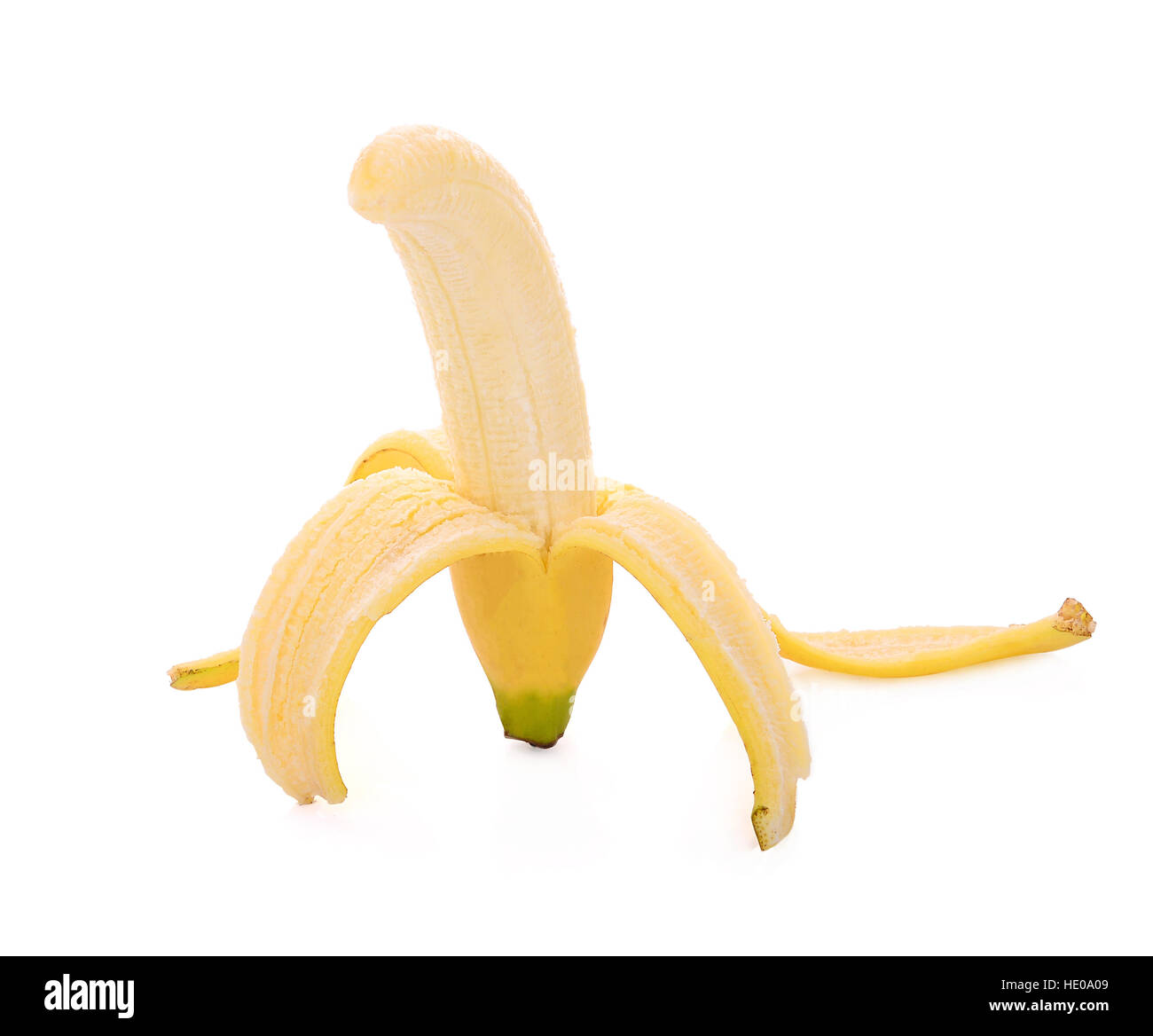open bananas isolated on white Stock Photo - Alamy