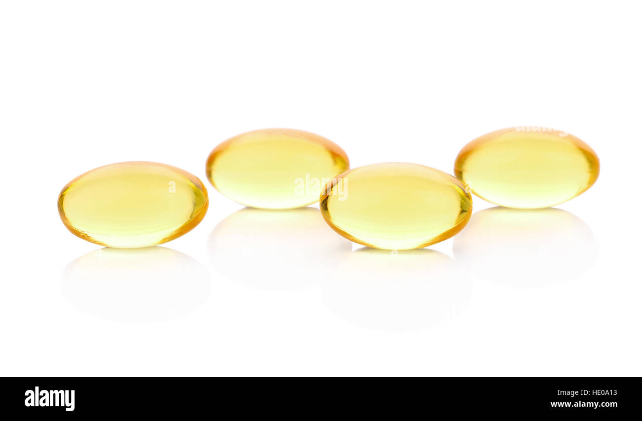 Fish oil pill isolated on white Stock Photo - Alamy