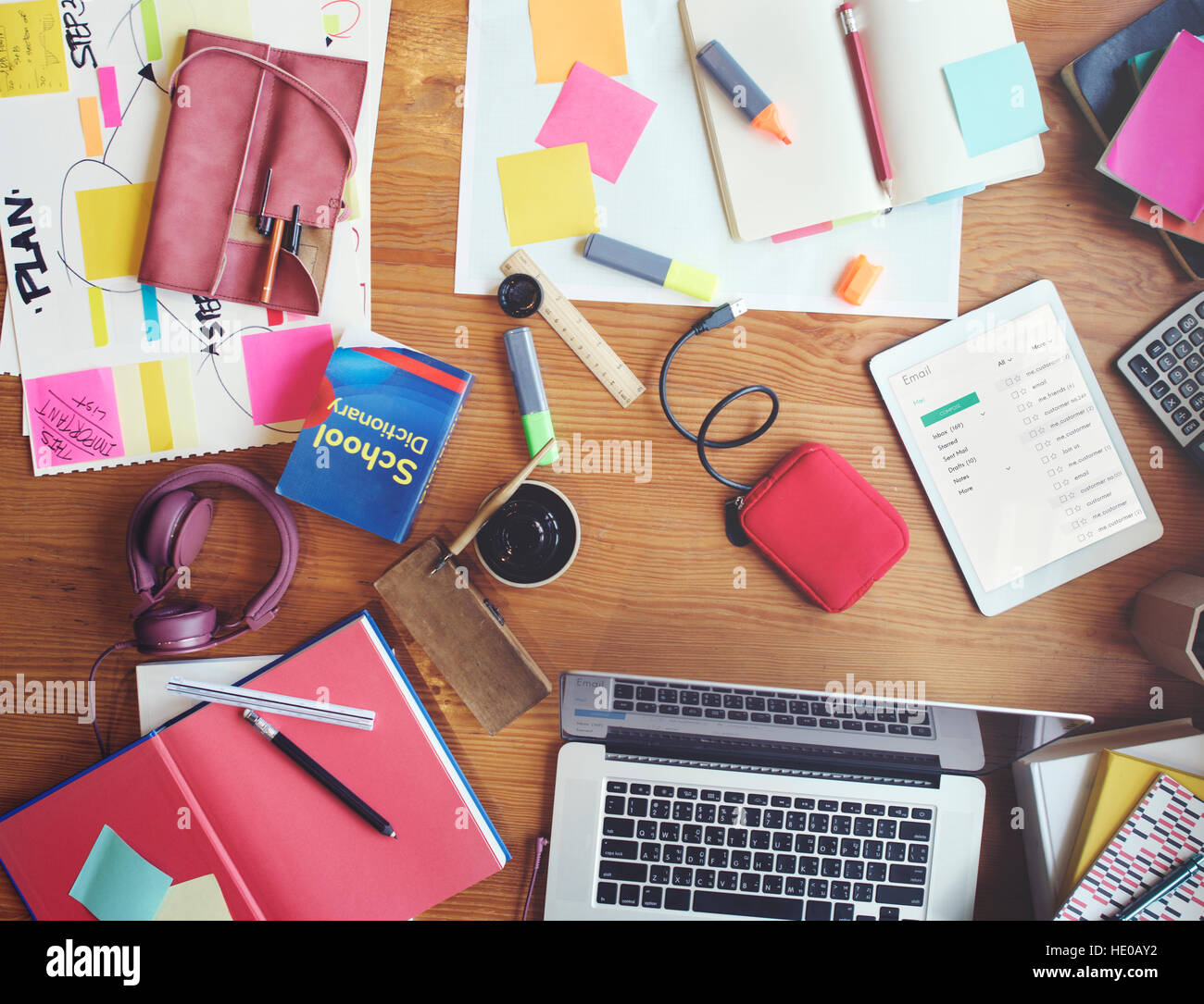 Workplace Workspace Wooden Table Document Concept Stock Photo - Alamy