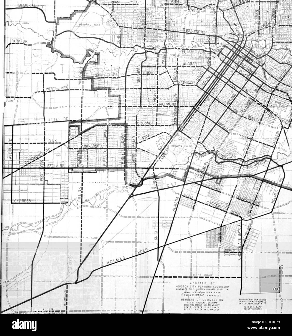 The major street plan for Houston and vicinity, 1942 (1912 Stock Photo ...