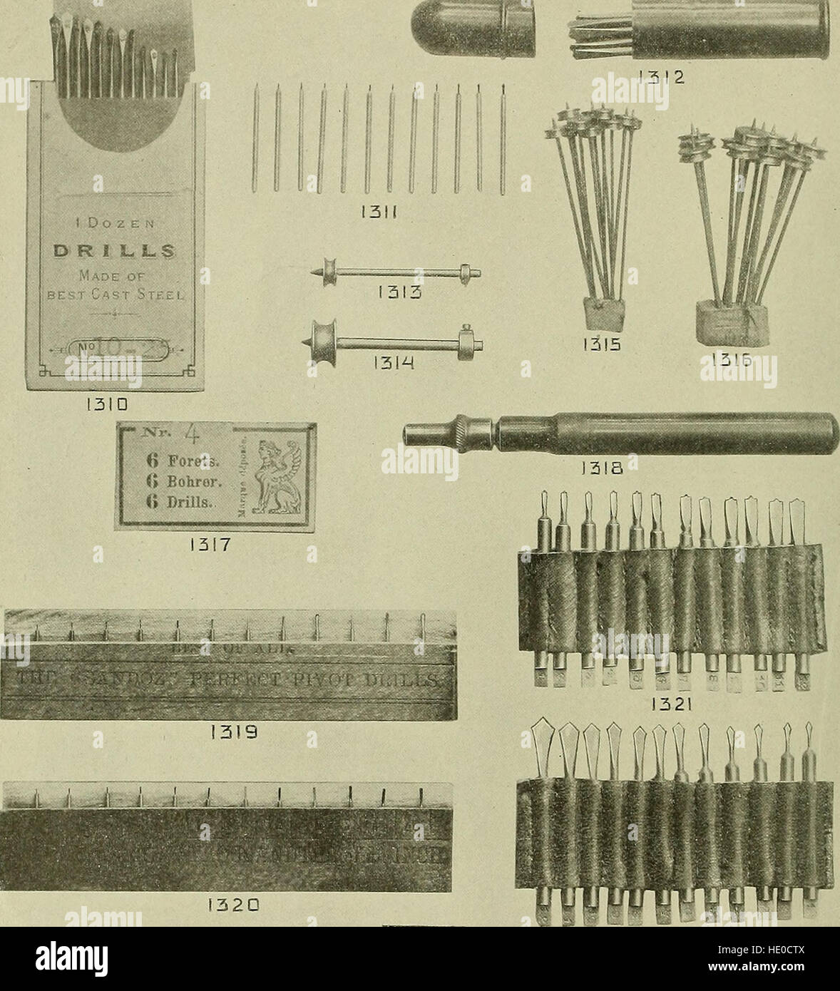 This 1899 catalogue presents supplies and tools used by watchmakers ...