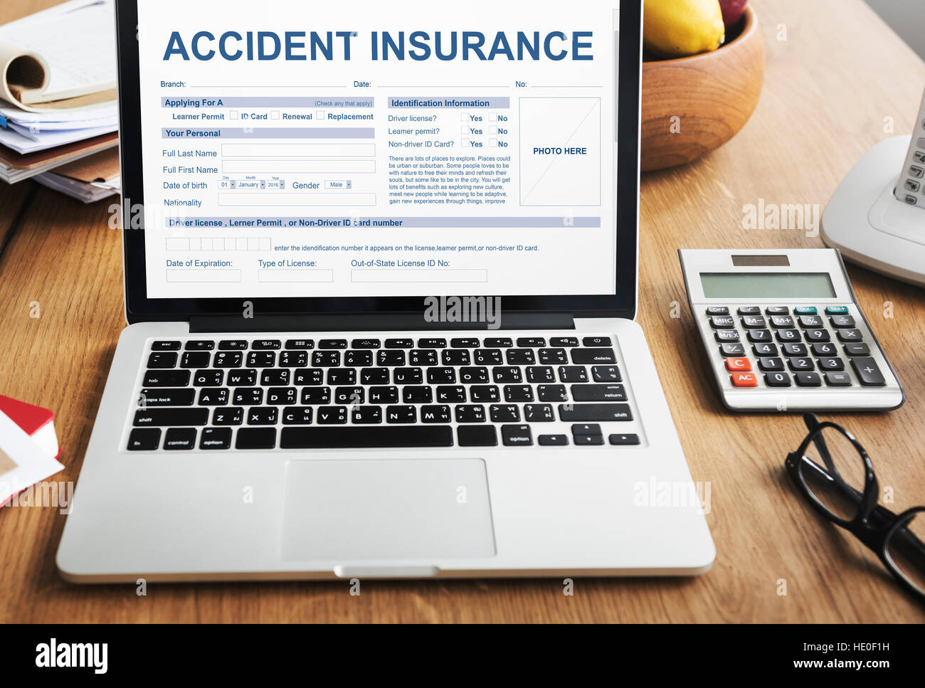 Accident Insurance Application Form Concept Stock Photo - Alamy