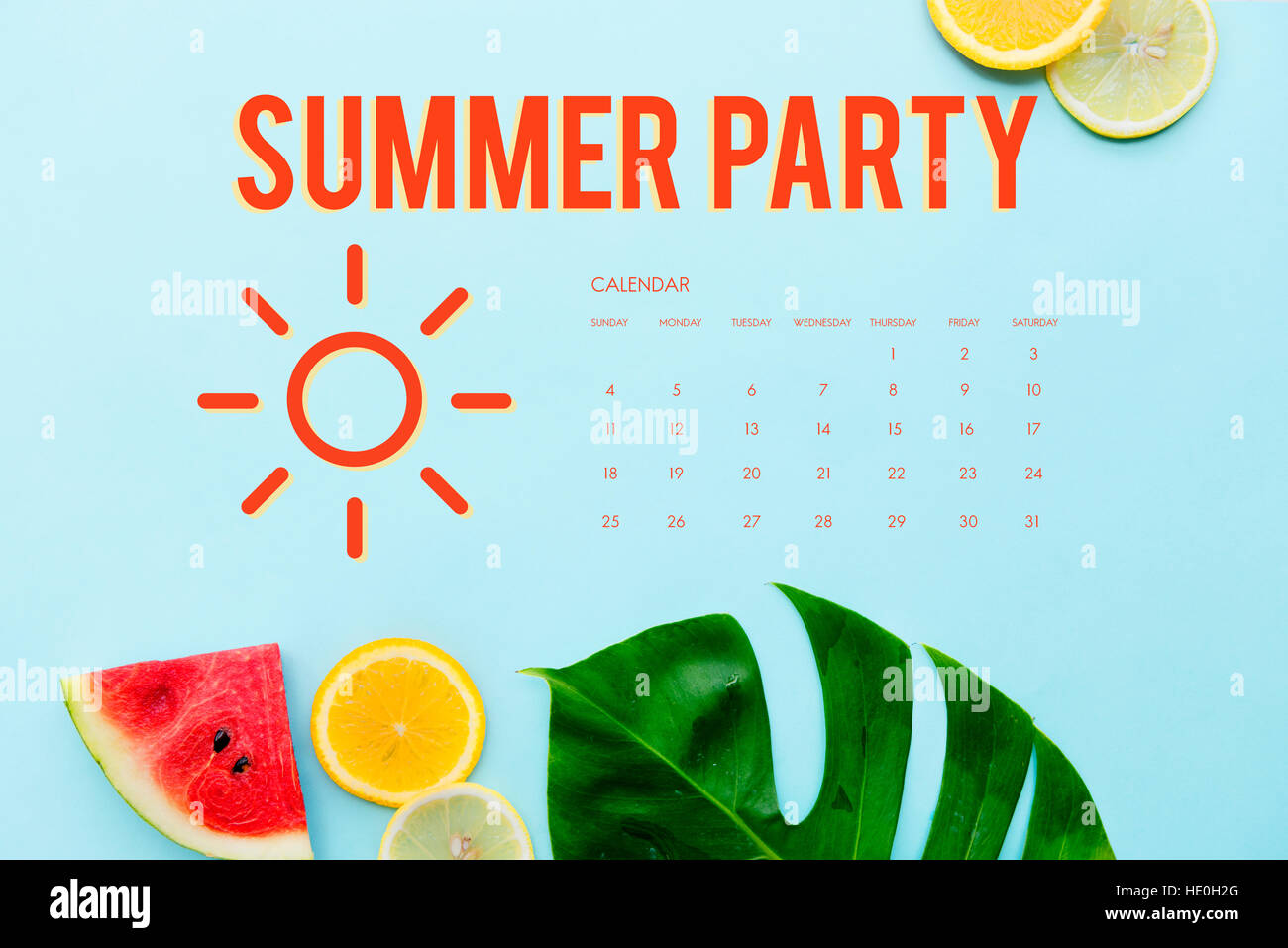 Summer Calendar Schedule Fun Happiness Concept Stock Photo - Alamy