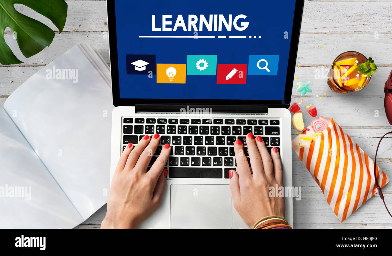 Education School Icon Boxes Concept Stock Photo - Alamy