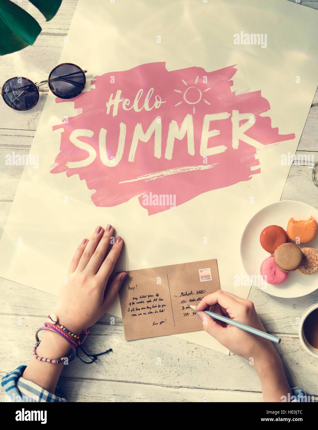 Hello Summer Writing Letter Concept Stock Photo - Alamy