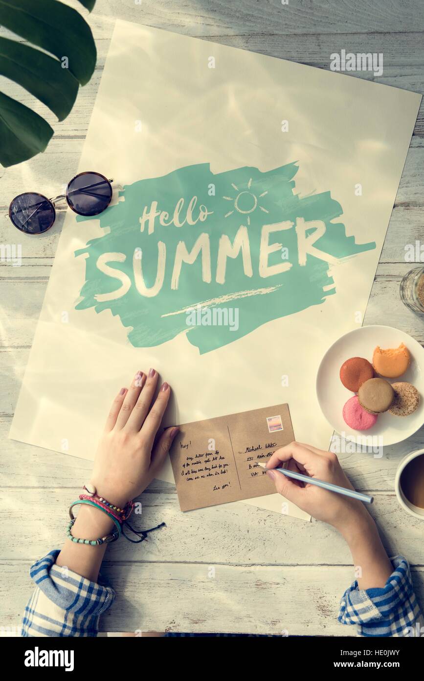 Hello Summer Writing Letter Concept Stock Photo - Alamy