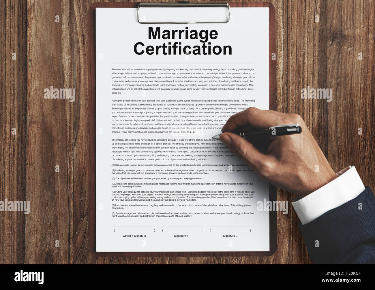 Marriage Certification Wedding Ceremony Love Concept Stock Photo - Alamy