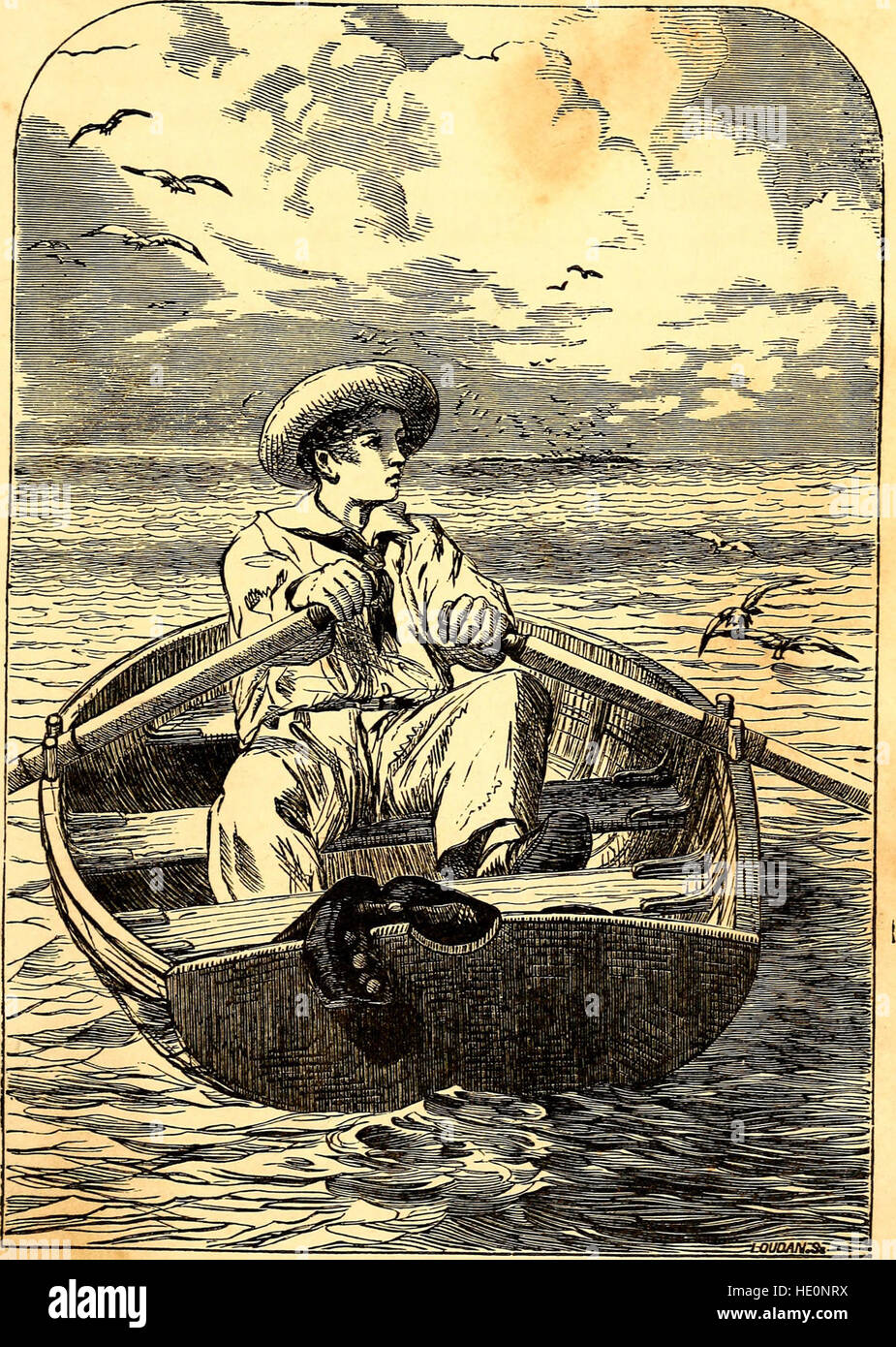 This book tells the story of a young boy's adventures at sea, depicting ...
