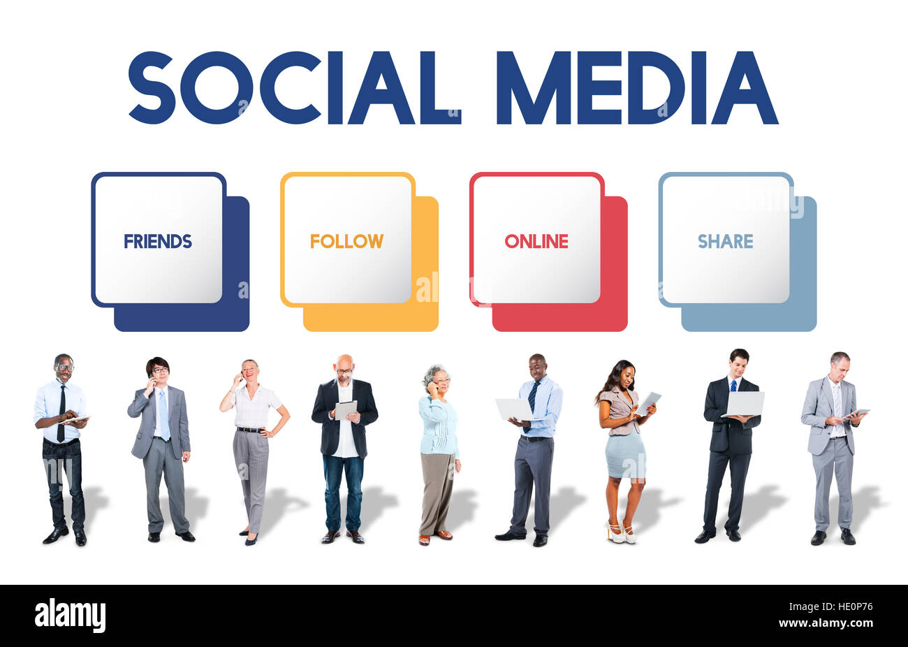 Social Media Box Buttons Concept Stock Photo - Alamy