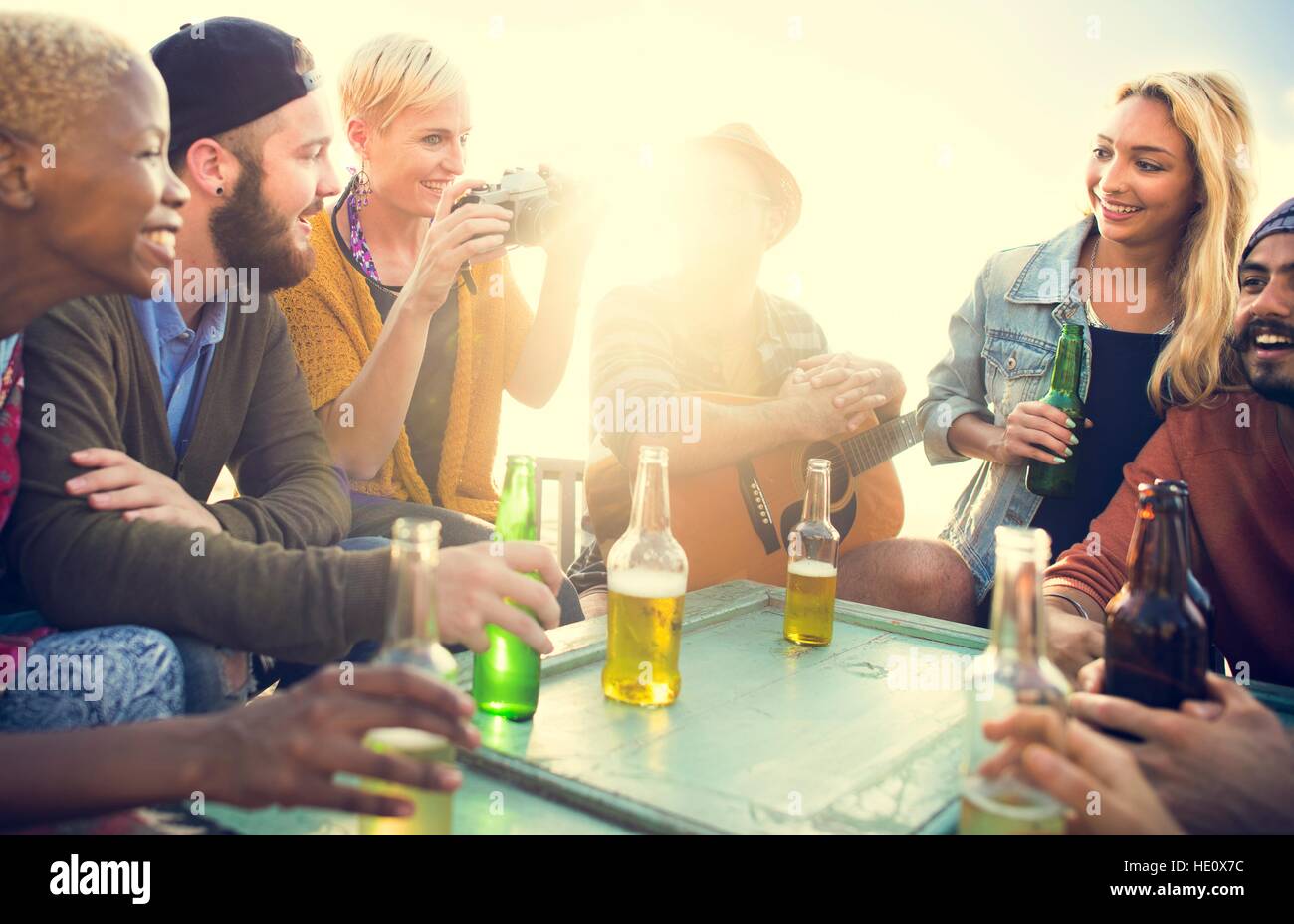 Group Of People Drinking Togetherness Concept Stock Photo - Alamy