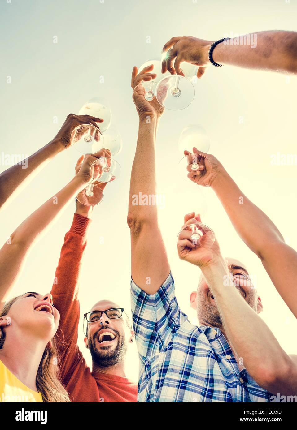 Group OF People Cheers Concept Stock Photo - Alamy