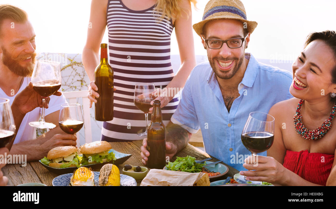 Group Of People Dining Concept Stock Photo - Alamy