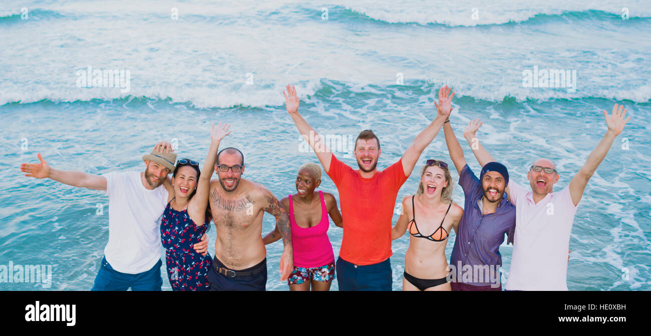 Young People Standing Near Sea Concept Stock Photo - Alamy
