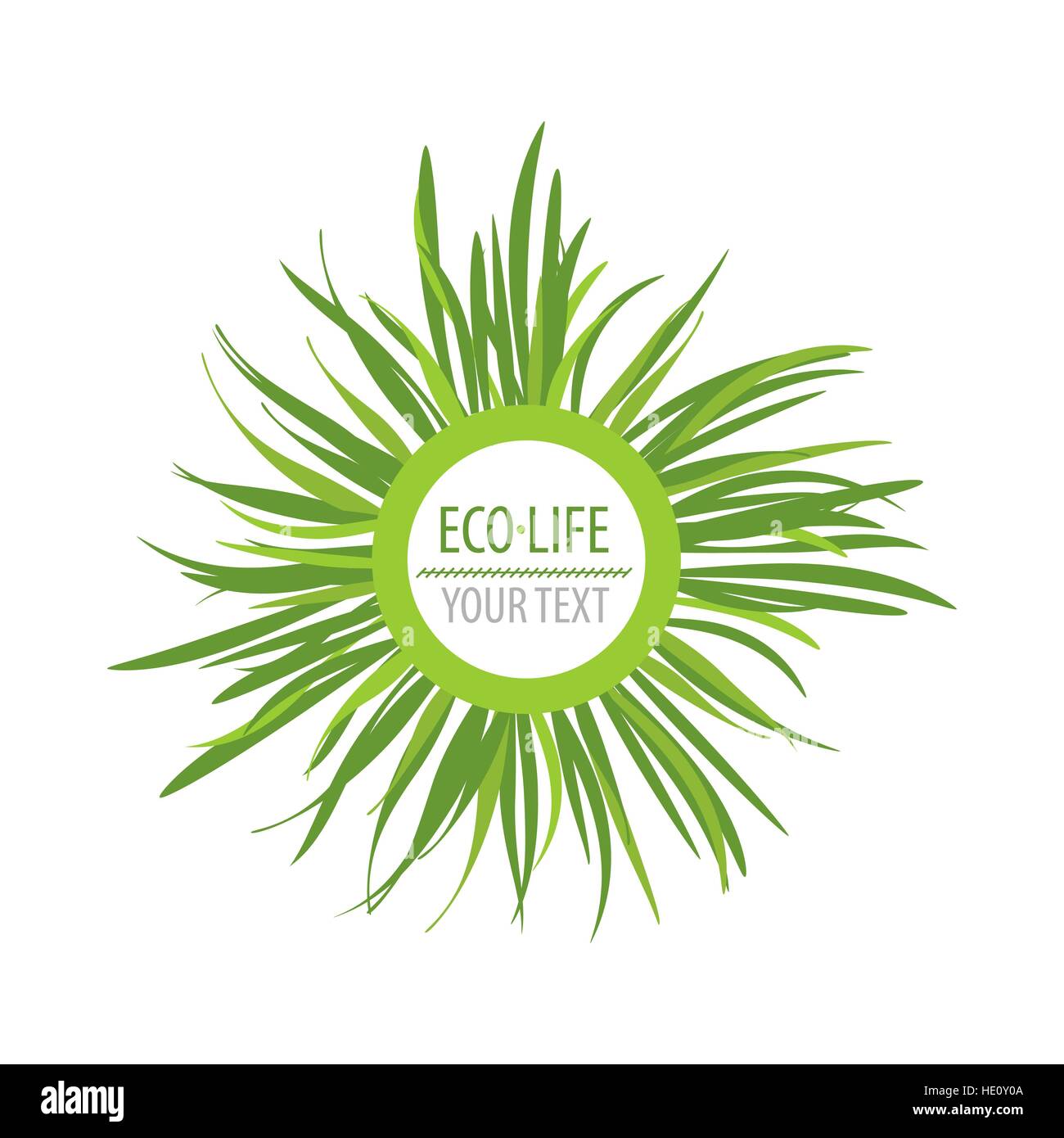 Nature concept green grass text Eco Life, vector illustration. Eco ...