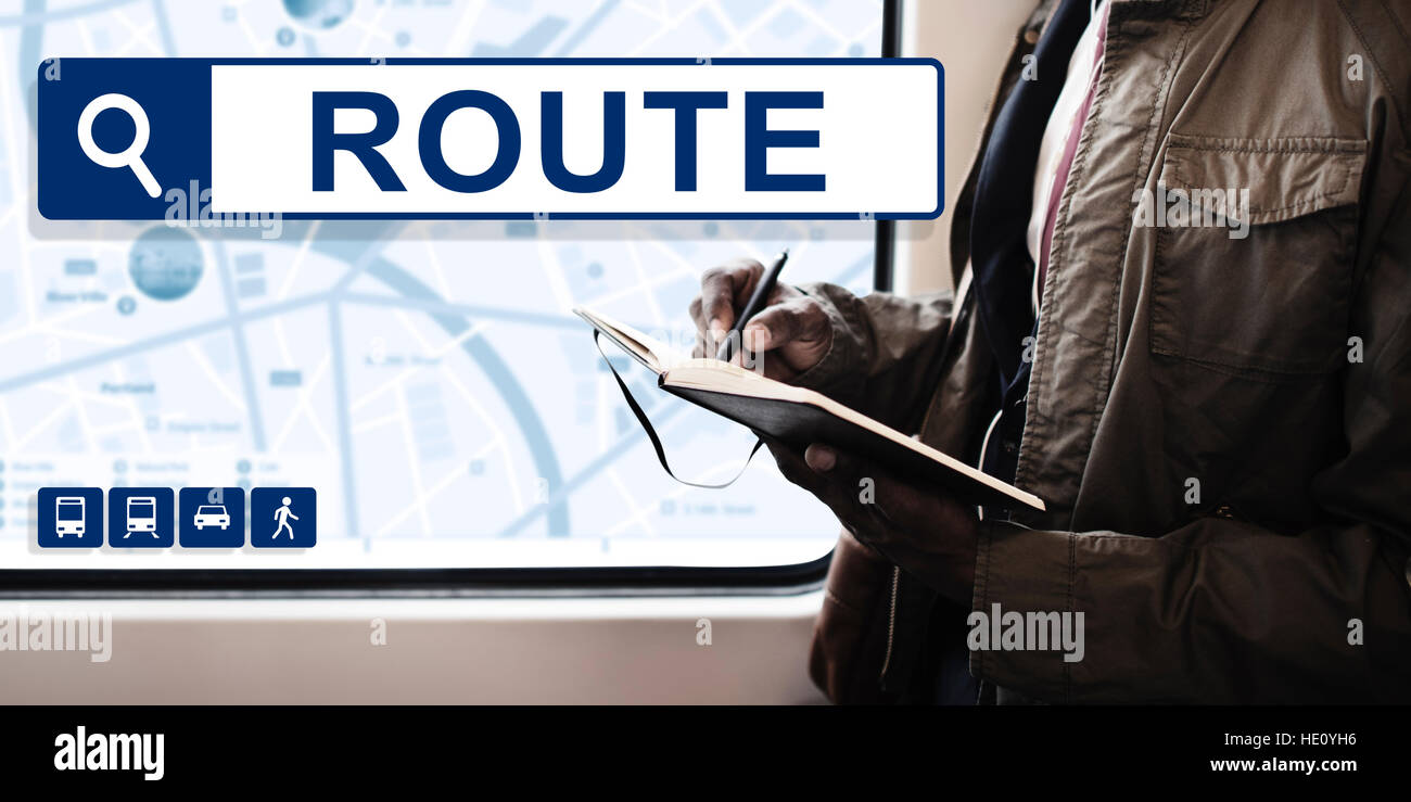 City Map Destination Route Way Route Concept Stock Photo - Alamy