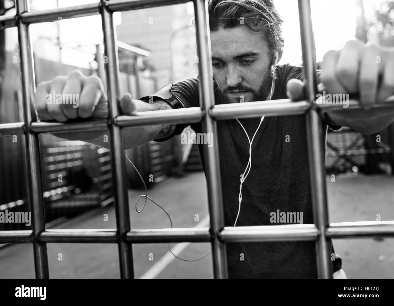 Stretching workout Black and White Stock Photos & Images - Alamy