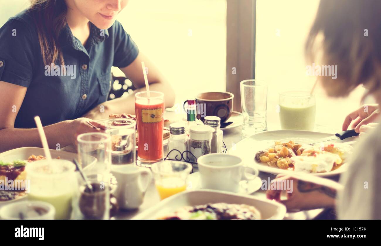 Group Of People Eating Lunch Concept Stock Photo - Alamy