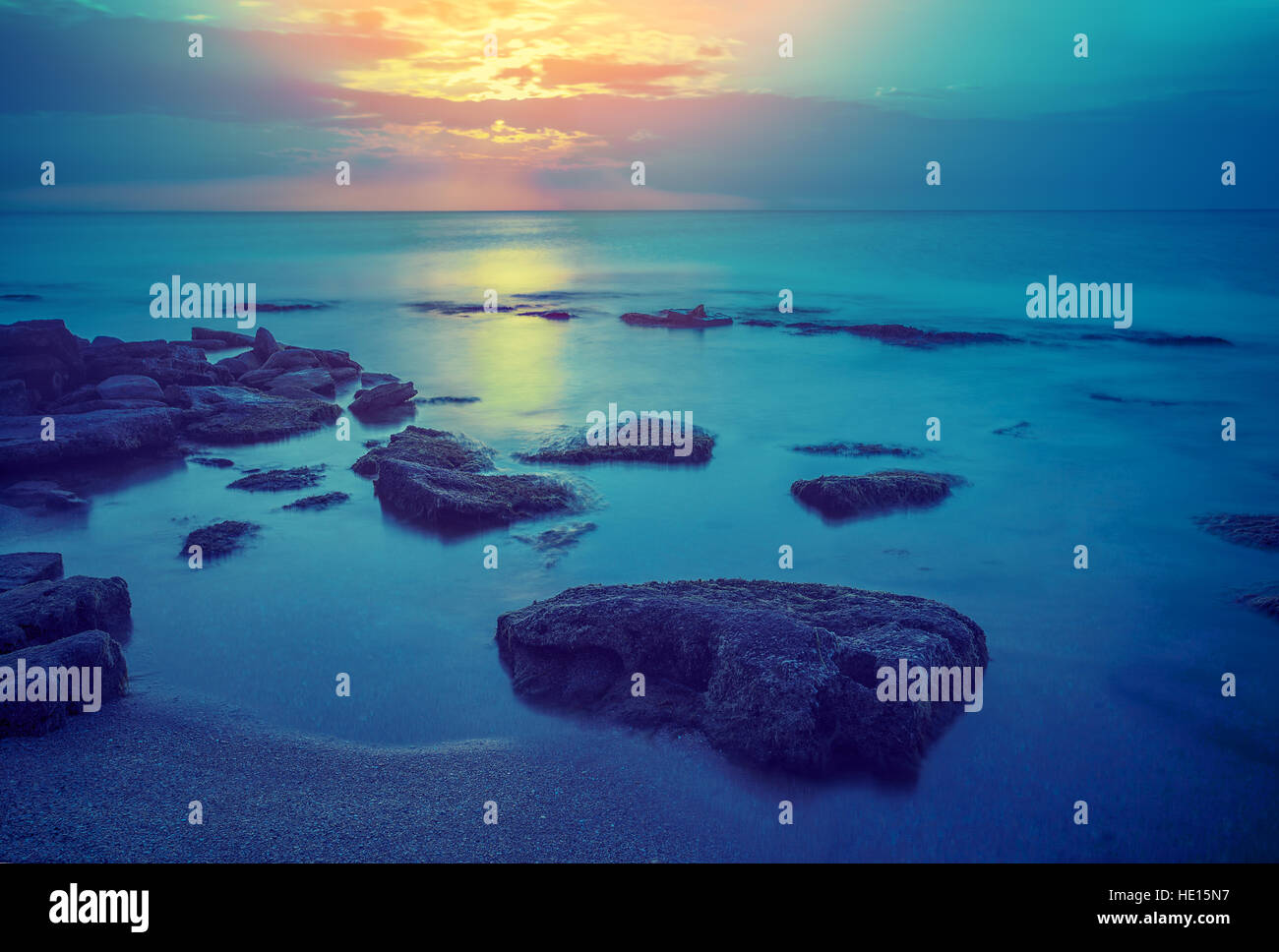 Early morning, sunrise over the sea Stock Photo - Alamy
