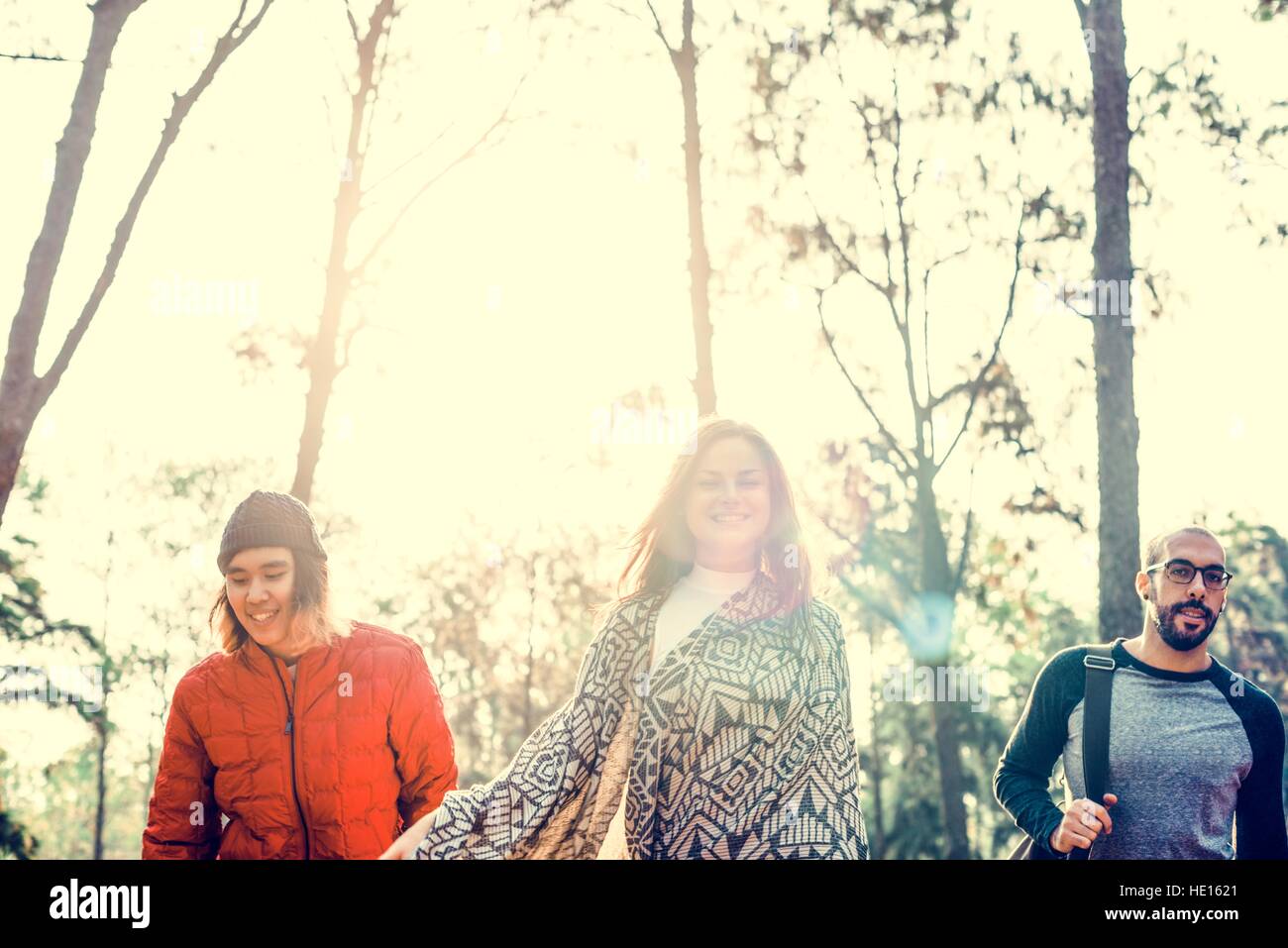 Friends Walking Exploring Outdoors Concept Stock Photo - Alamy