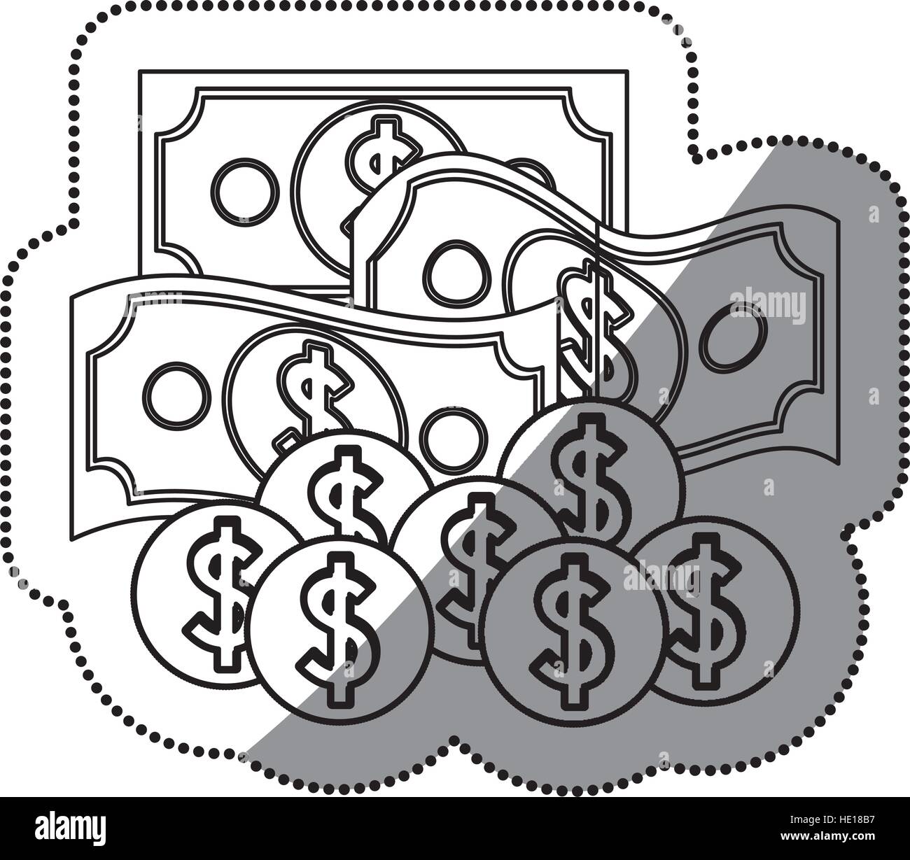 Isolated bills and coins design Stock Vector Image & Art - Alamy