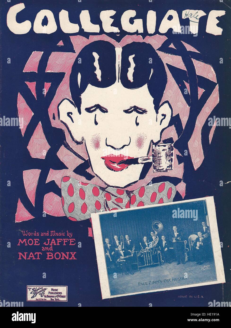 "Collegiate" 1925 Sheet Music Cover Stock Photo - Alamy