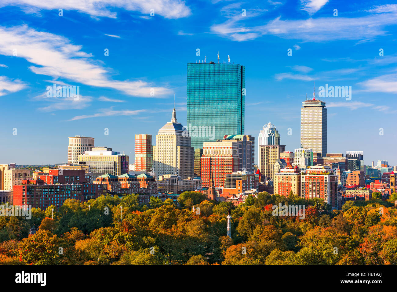 Boston, Massachusetts, USA skyline over Boston Common Stock Photo - Alamy