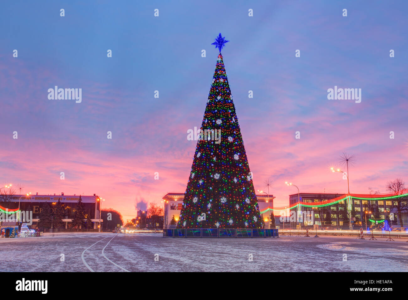 Christmas tree and sunset hi-res stock photography and images - Alamy