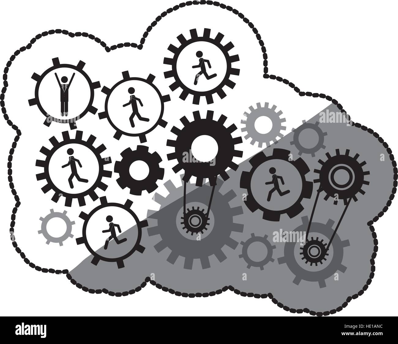 Gear and businessperson icon. Teamwork people corporate and workforce ...