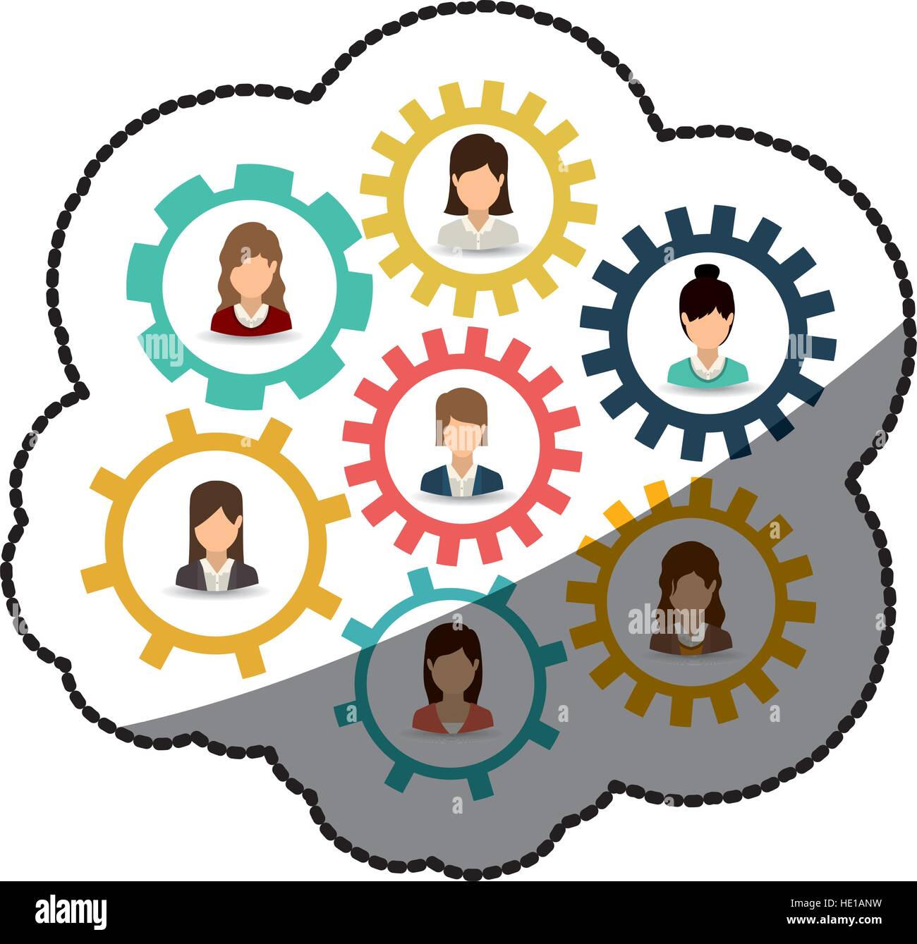 Gear and businessperson icon. Teamwork people corporate and workforce ...