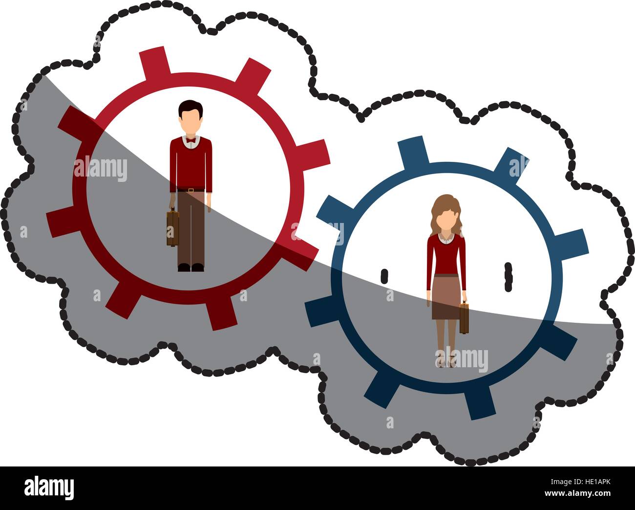 Gear and businessperson icon. Teamwork people corporate and workforce ...