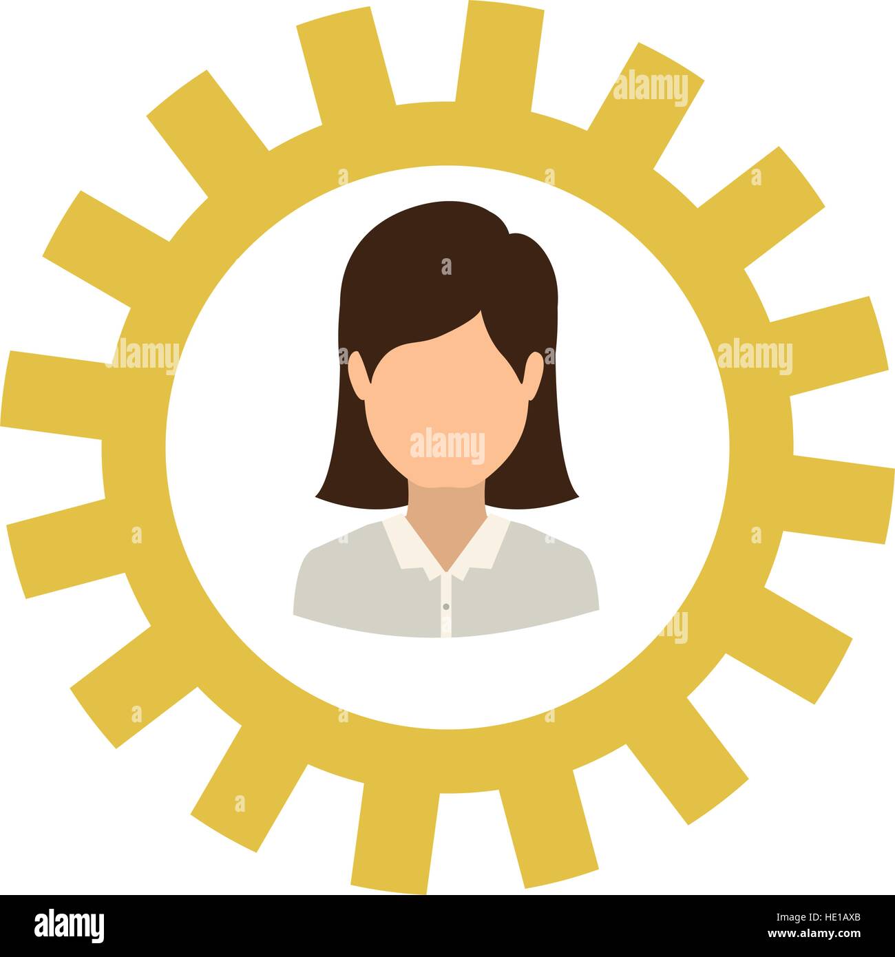 Gear and businesswoman icon. Teamwork people corporate and workforce ...