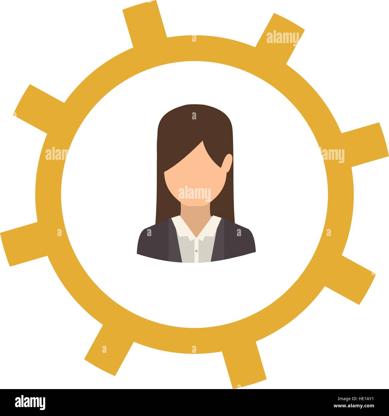 Gear and businesswoman icon. Teamwork people corporate and workforce ...