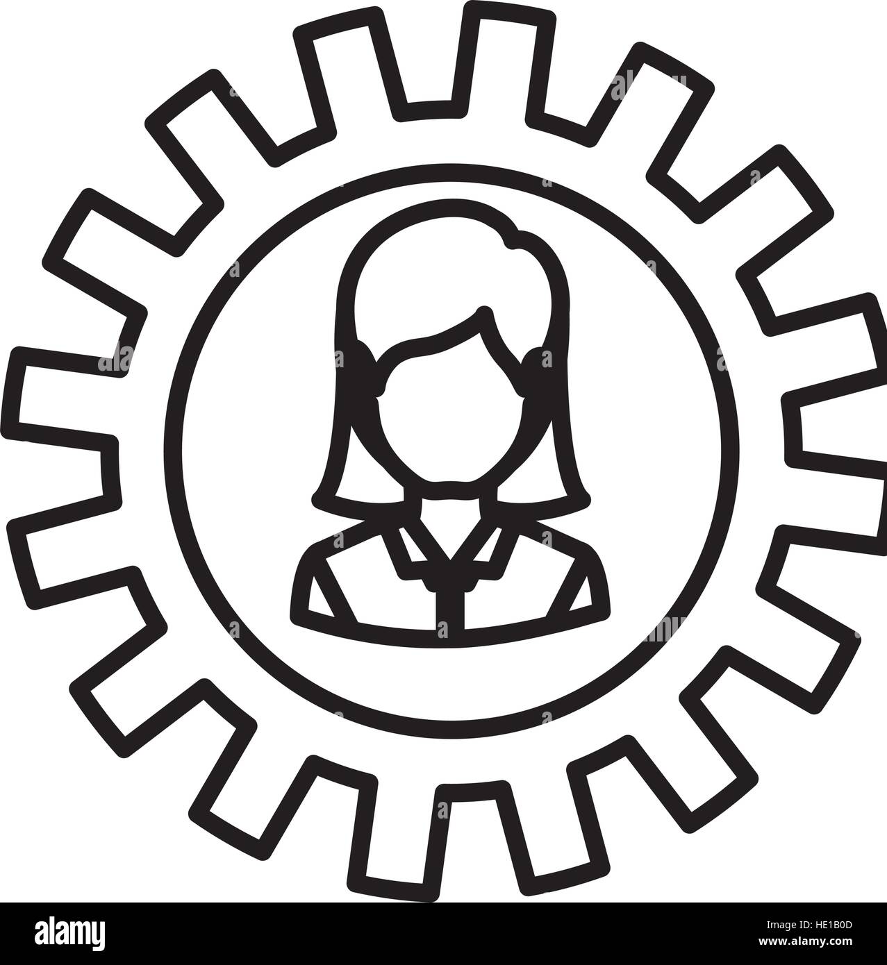 Gear and businesswoman icon. Teamwork people corporate and workforce ...