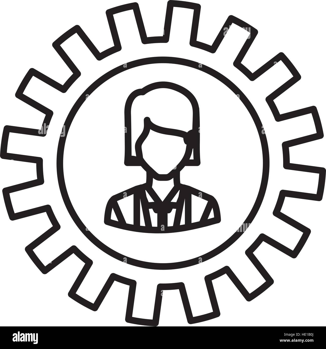 Gear and businesswoman icon. Teamwork people corporate and workforce ...