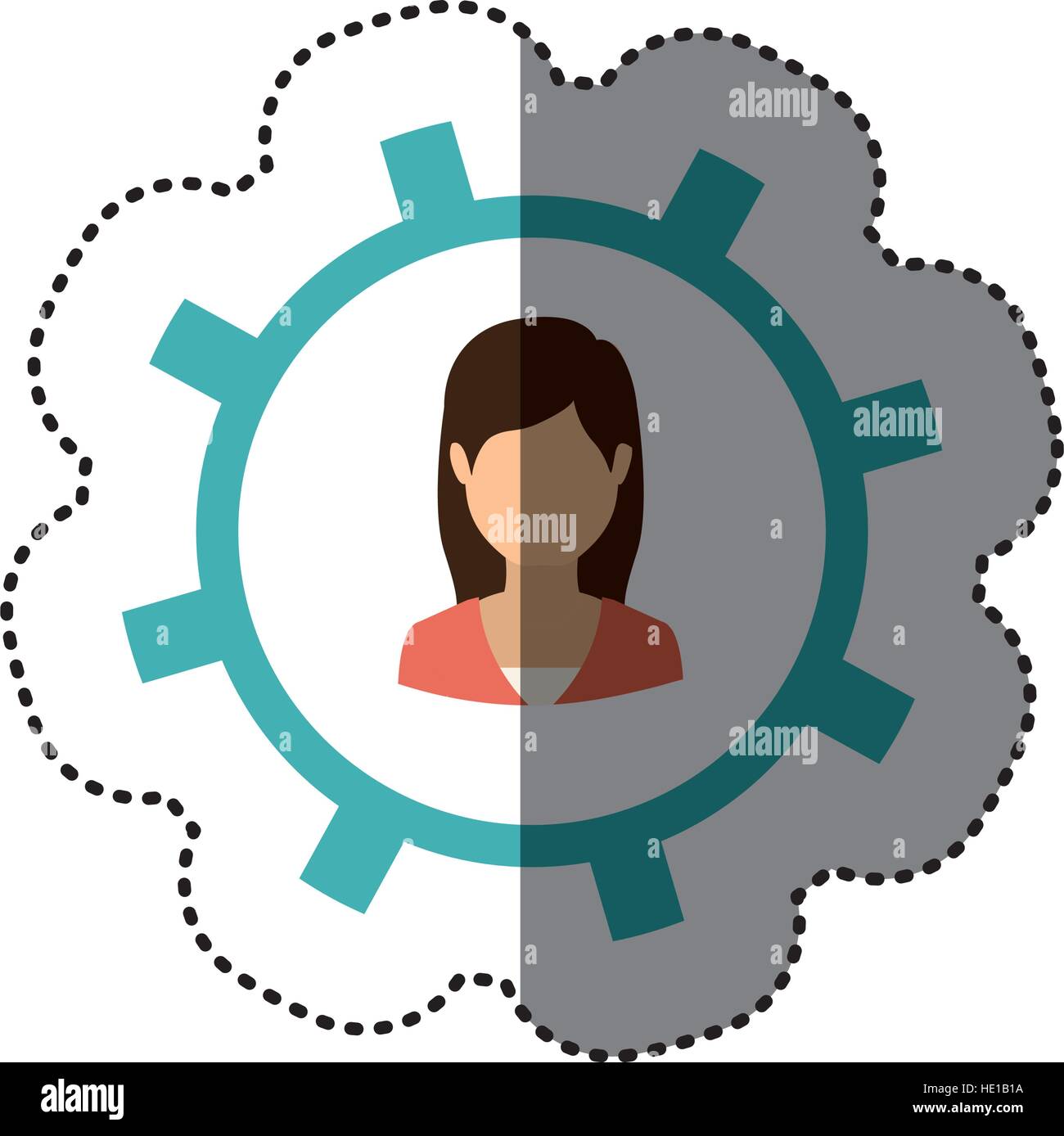 Gear and businesswoman icon. Teamwork people corporate and workforce ...