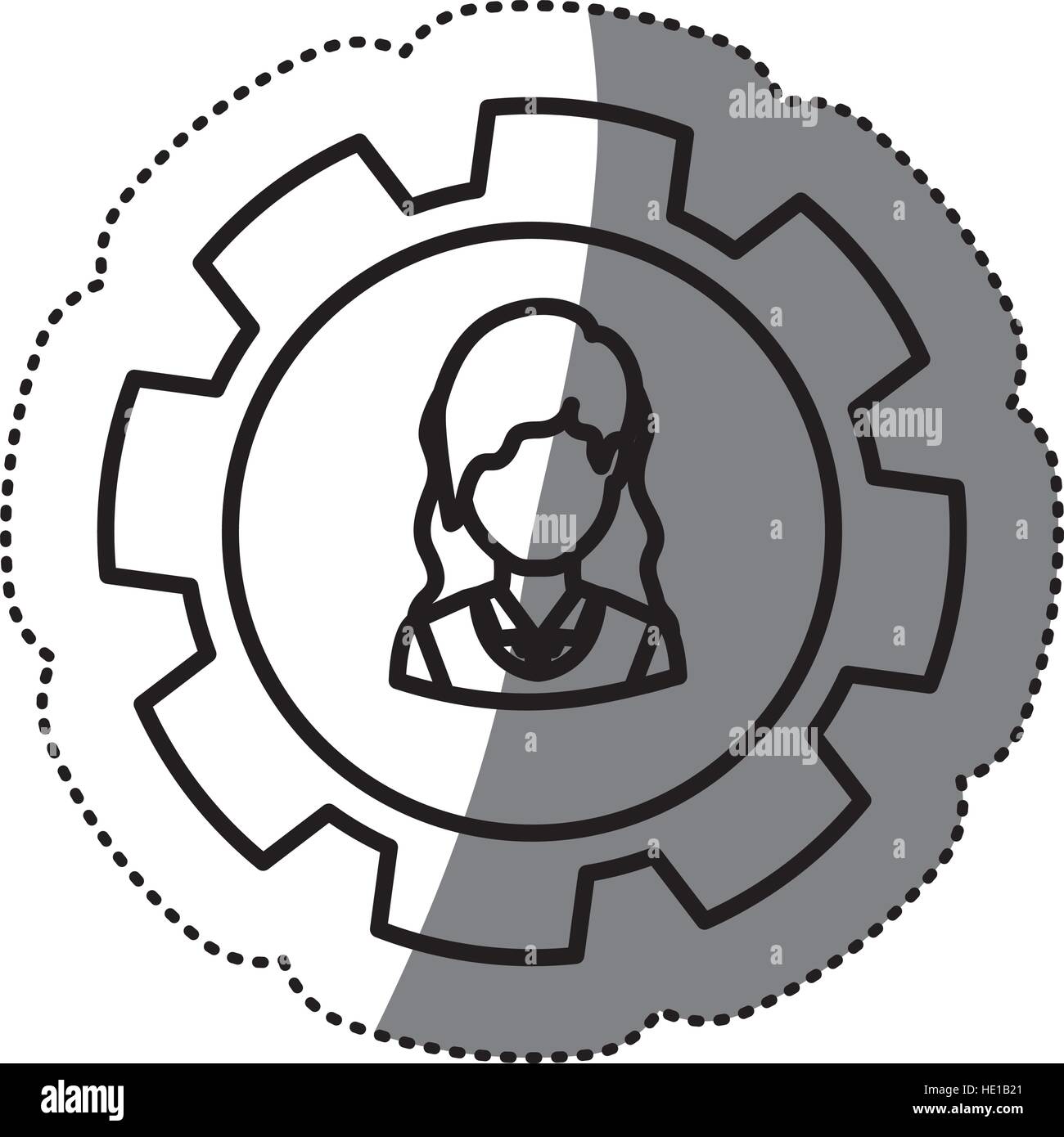 Gear and businesswoman icon. Teamwork people corporate and workforce ...