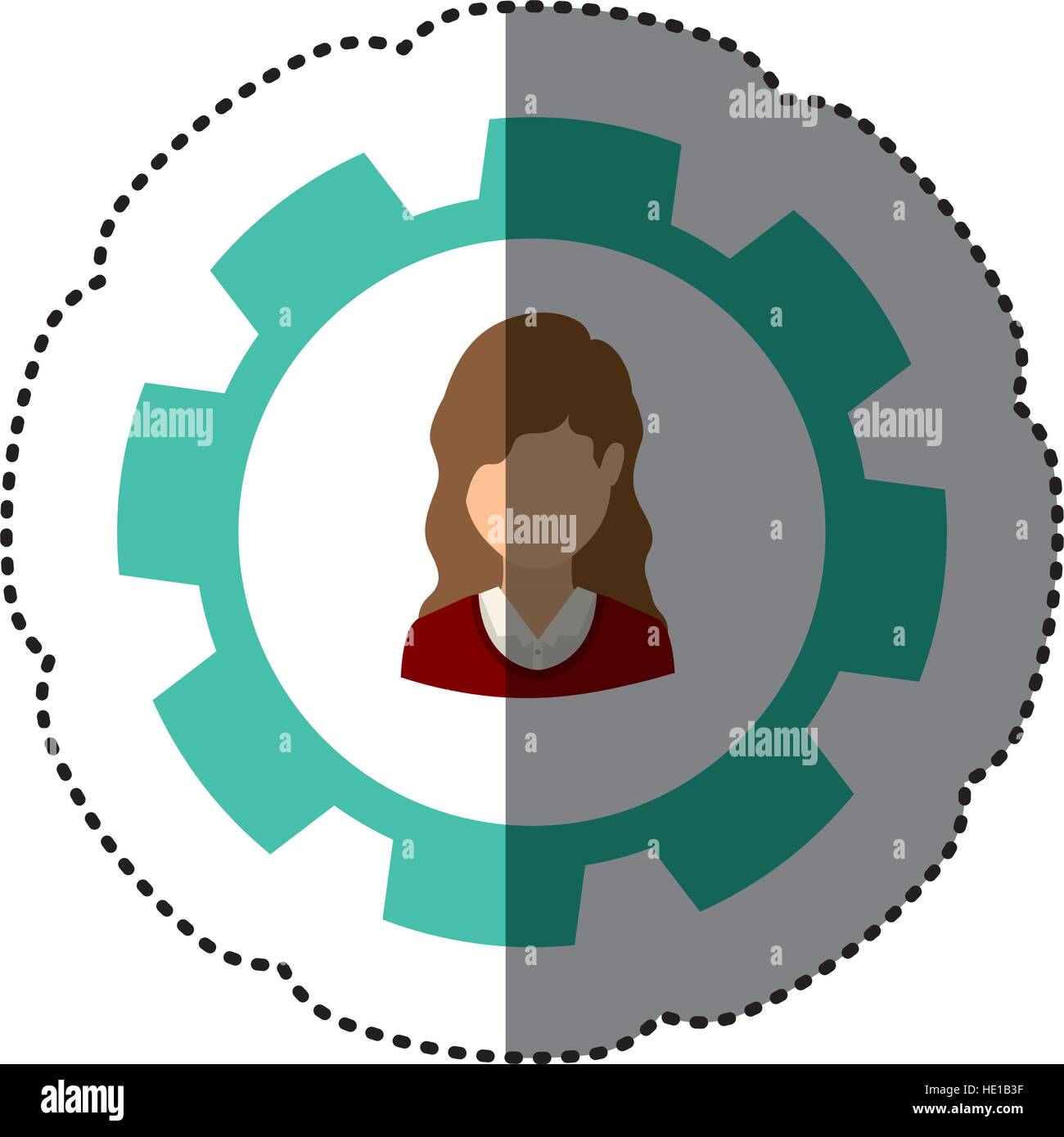 Gear and businesswoman icon. Teamwork people corporate and workforce ...