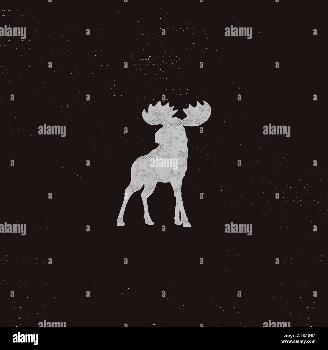 Moose icon. Letterpress effect. Retro moose pictogram. Good for ...