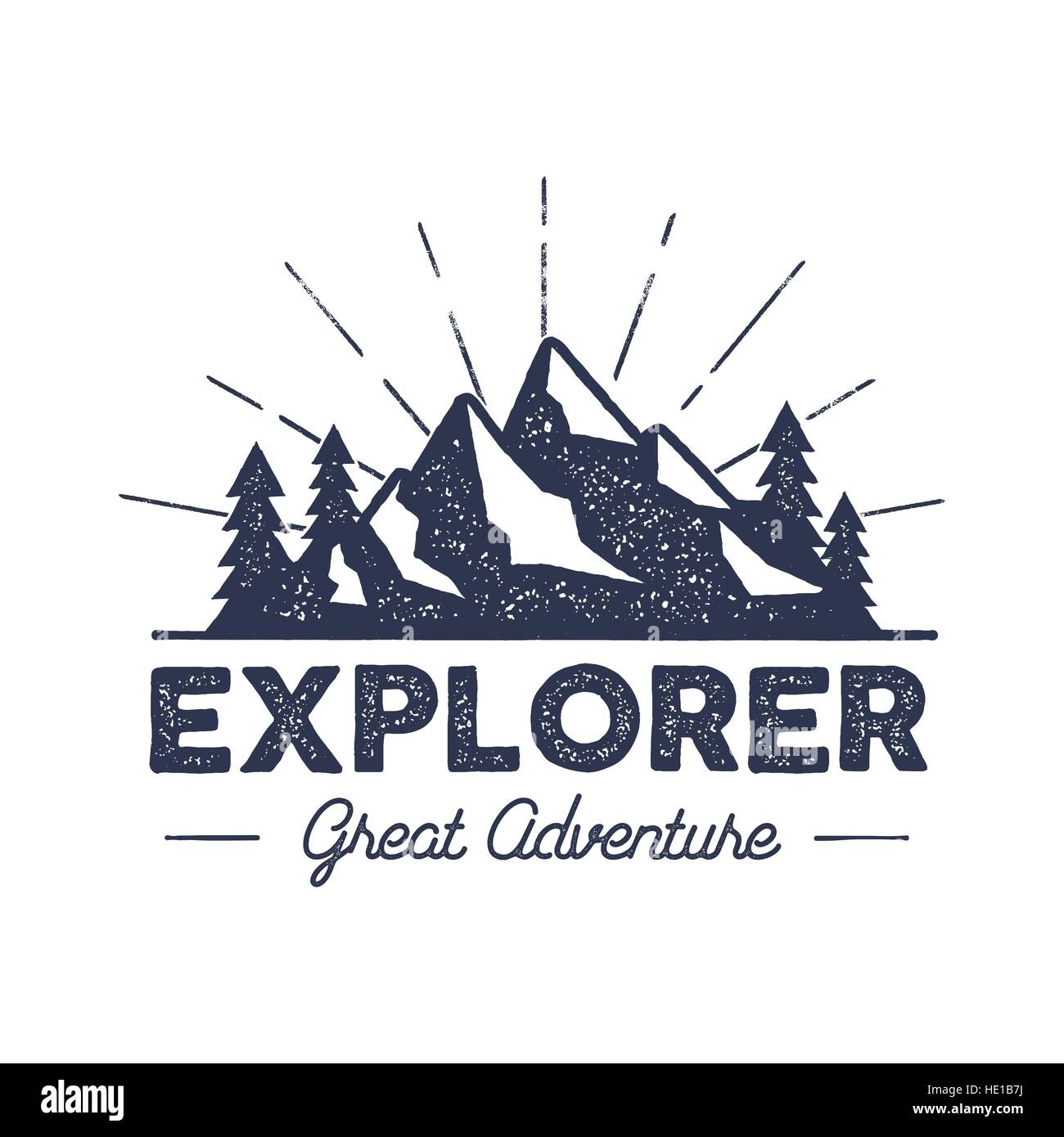 Outdoor explorer badge. Retro illustration of label. Typography and ...