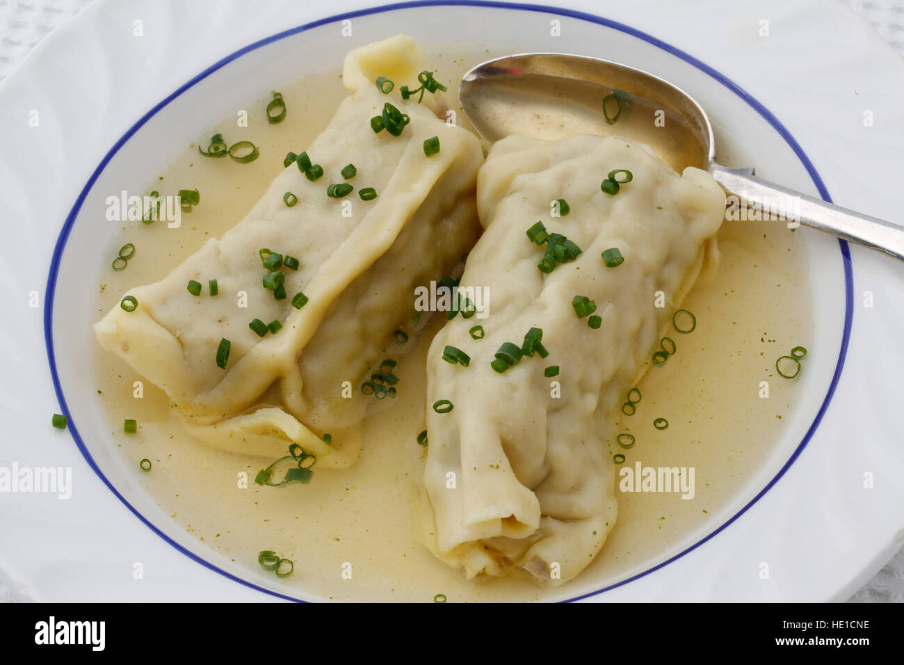 Maultaschen soup, Swabian ravioli soup, Swabian speciality Stock Photo ...