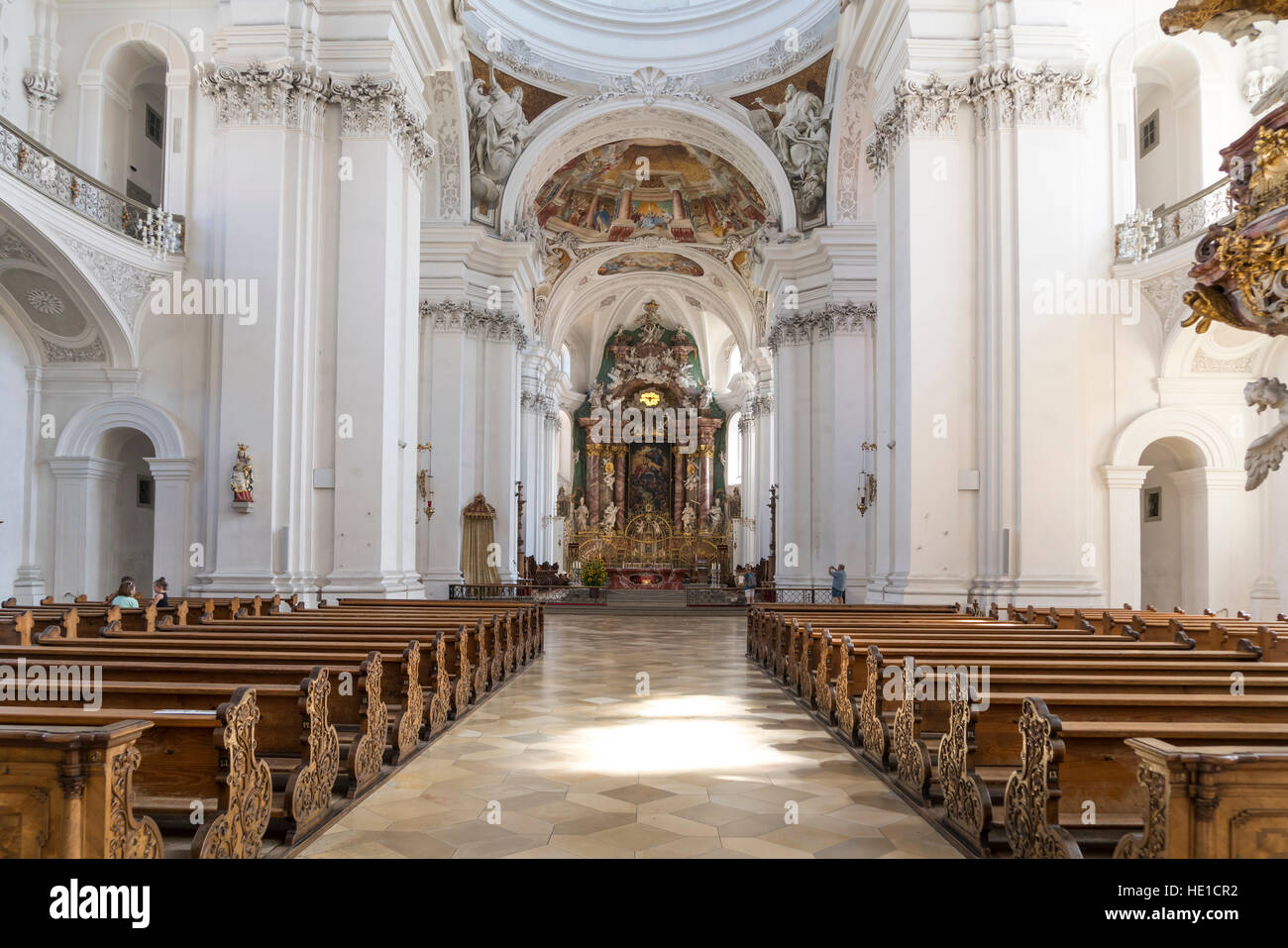 Interior with altar, St. Martin Basilica, Weingarten, Baden-Württemberg ...