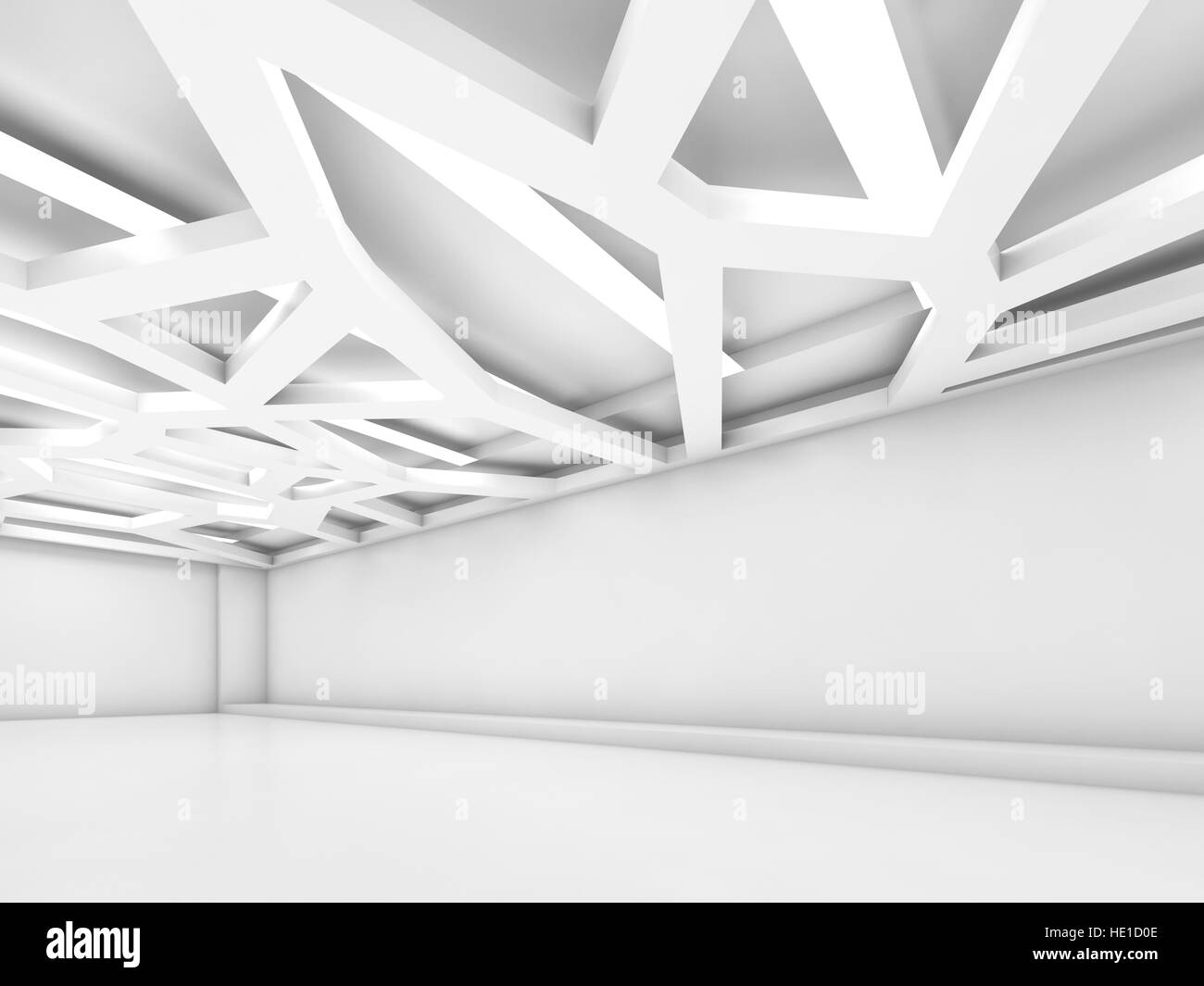 Abstract empty white interior background with of decorative ceiling ...