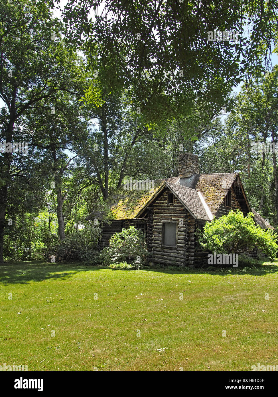 simple cabin on the edge of a forest Stock Photo - Alamy