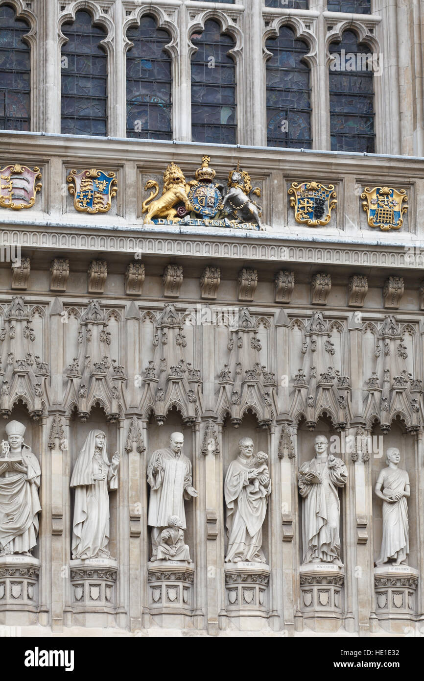 Westminster Abbey western facade detail, London, UK Stock Photo - Alamy